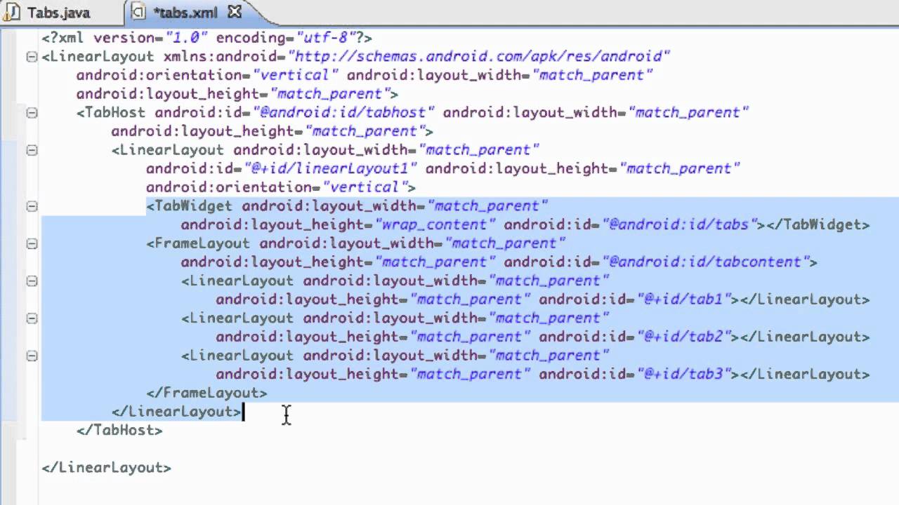 Android Application Development Tutorial - 84 - Tabs setup with TabHost