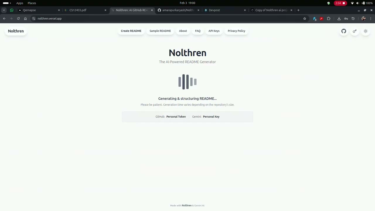 Nolthren - AI Github Readme Generator