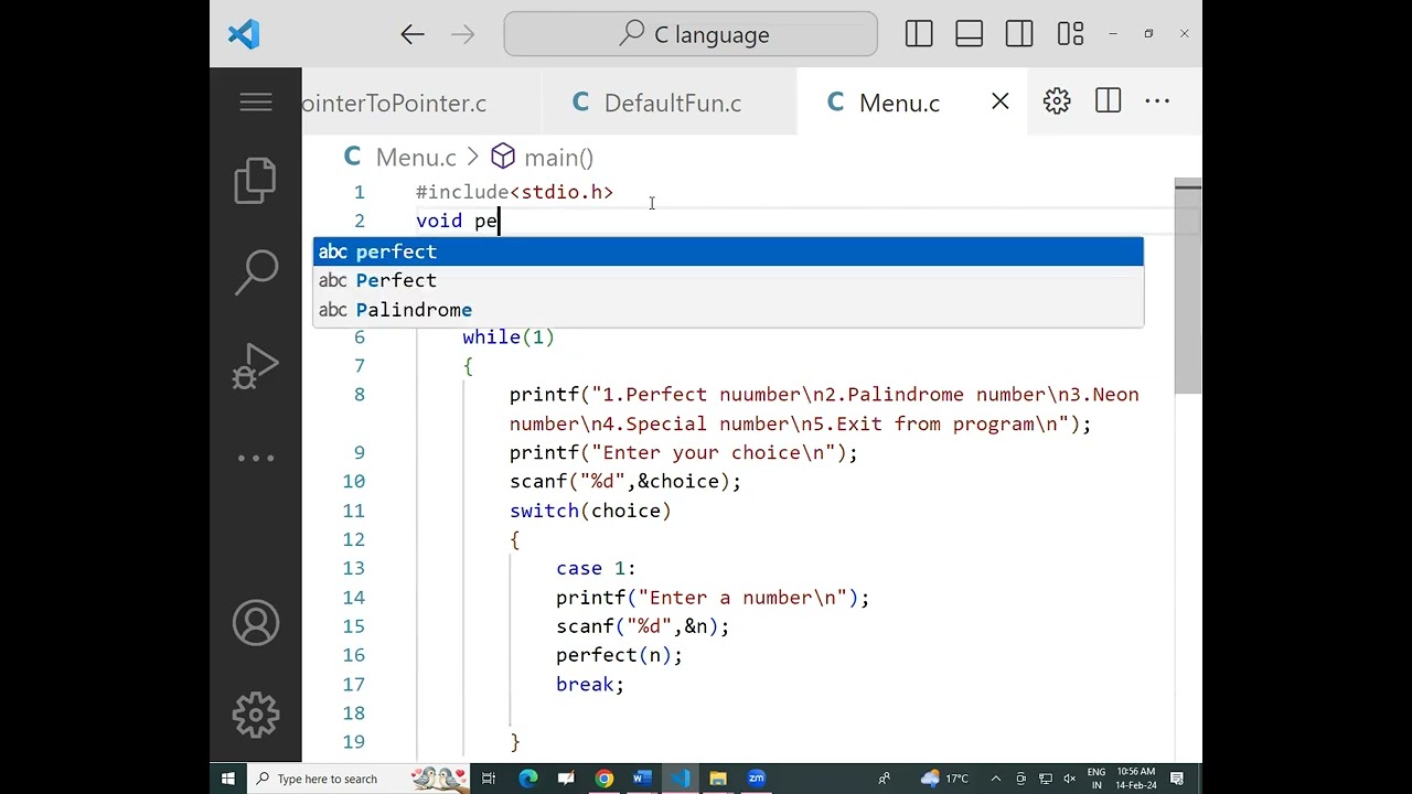 Menu Driven Program Using Function and Switch | Menu Driven Program in C