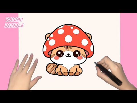 🌸HOW TO DRAW A CUTE MUSHROOM CAT🐈 🍄~ STEP BY STEP ~ KAWAII DOODLE
