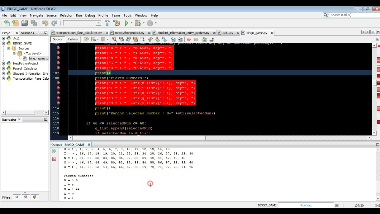 CASE STUDY: BINGO Game Program using Python Language