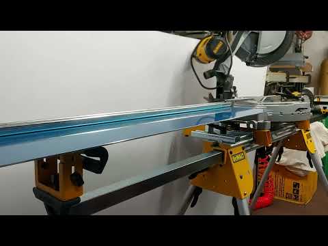 EZ Speedy Low Support Fence System 5' - On a the DEWALT DWX724 Miter Saw Stand