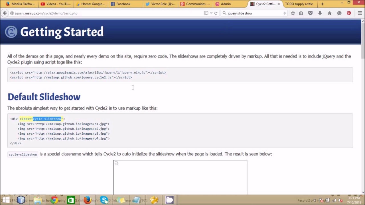 How to Create Basic jQuery Cycle Slideshow Without javascript