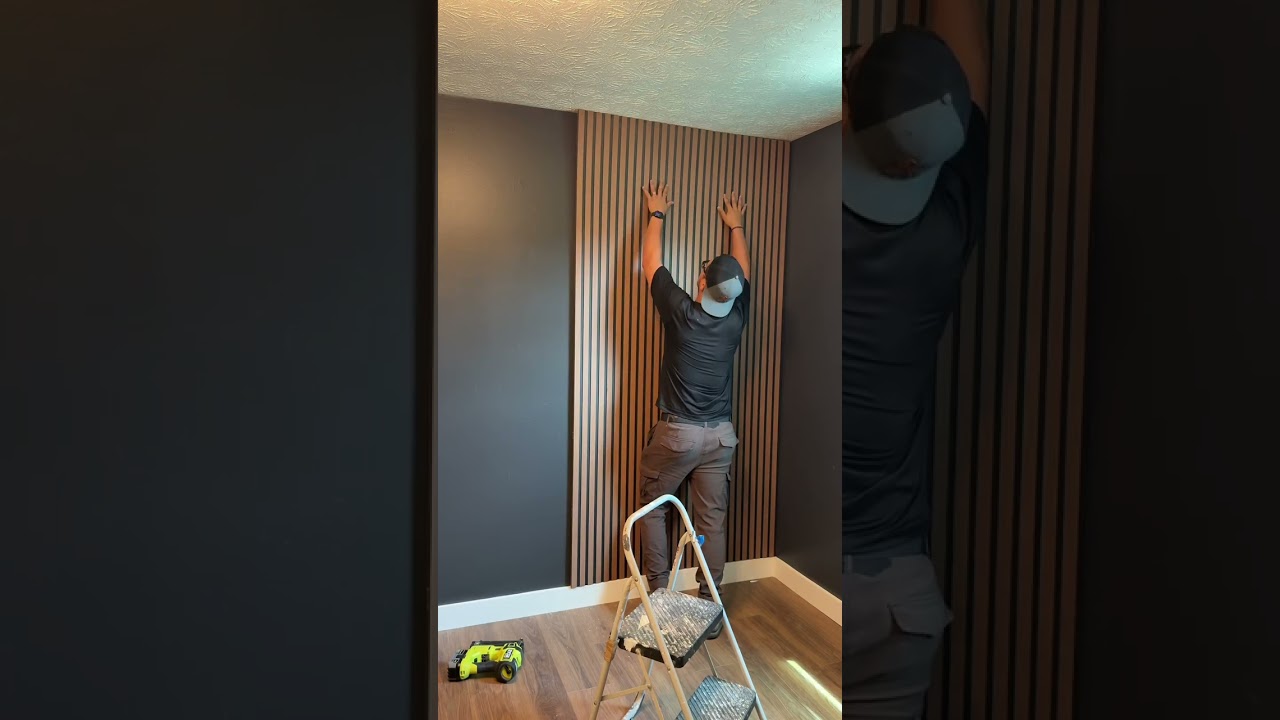 Literally just a $50 panel from Home Depot and that’s it, such an easy accent wall! #easydiy