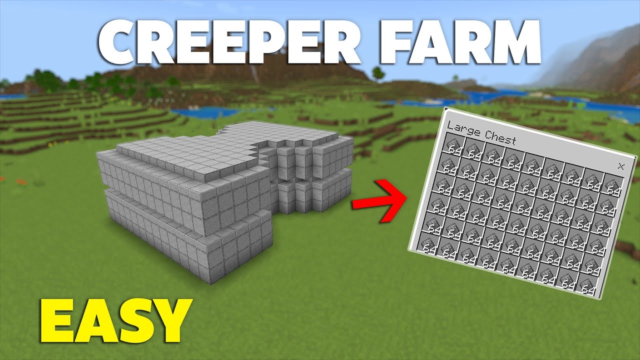 SIMPLE Ground Level Creeper Farm In Minecraft Bedrock 1.18! (easy ...