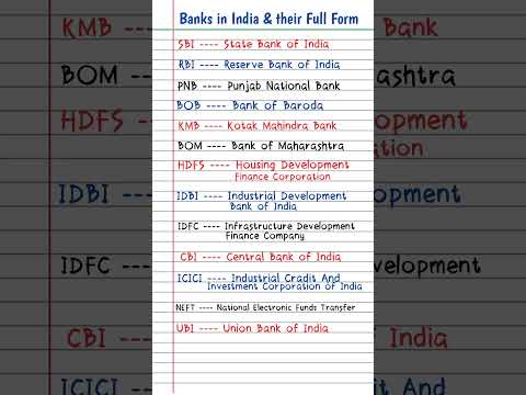 Full form of SBI, RBI, PNB, HDFS, IDBI, IDFC #fullfrom #gk #sbi #rbi #hdfc #bank #short #shortfeed