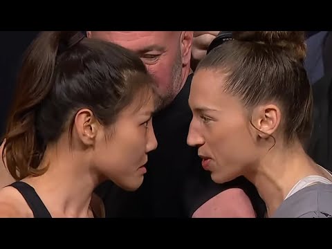 #ufccharlotte INTENSE FACEOFF BETWEEN MANDY BOHM & JI YEON KIM!