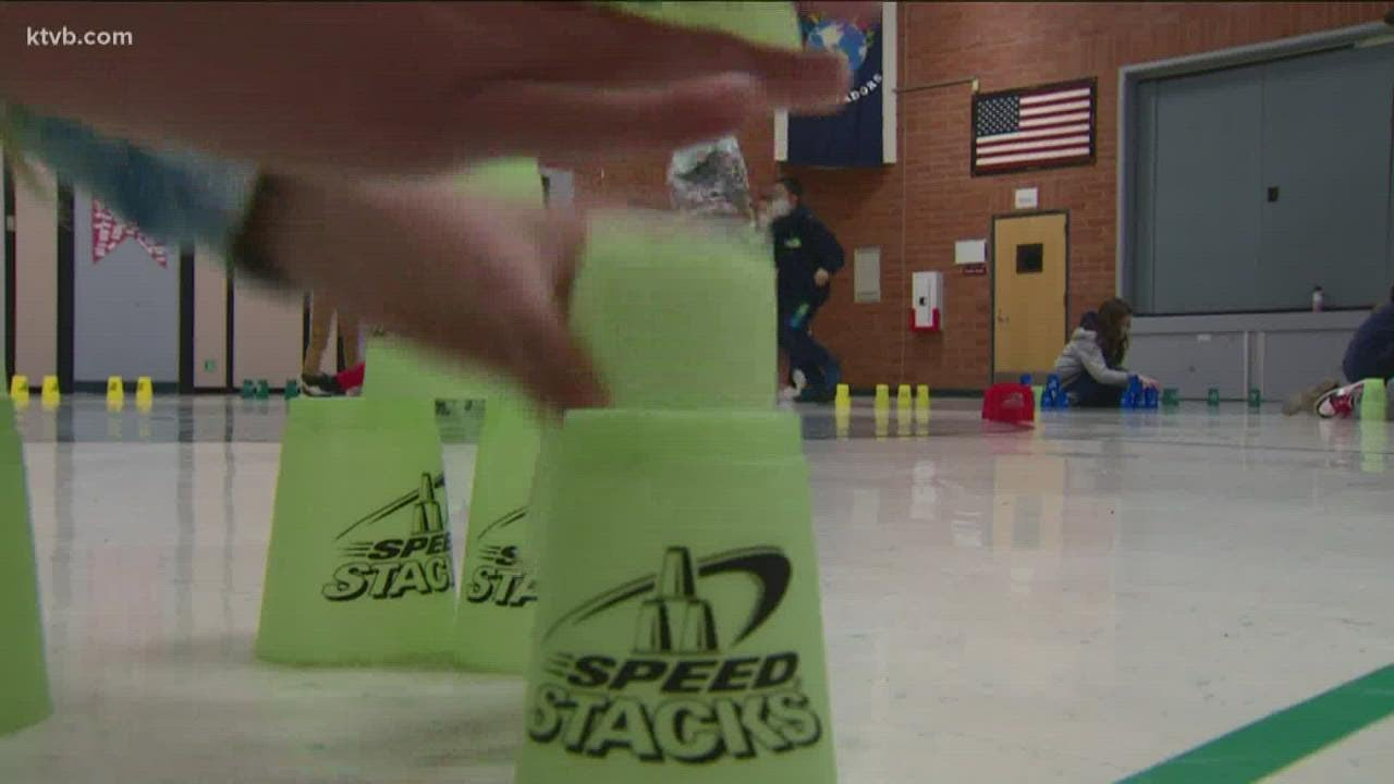 Andrus Elementary students set to break sports stacking world record