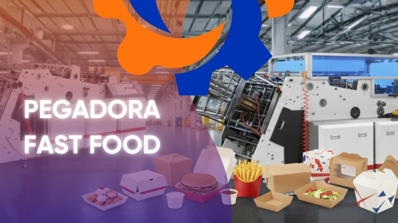 Cómo hacer cajas pegadas🥡 | Pegadora formadora de cajas y envases para comida rápida 🍟