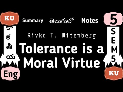 Tolerance is a Moral Virtue in Telugu I Kakatiya Degree Sem5 English Lessons