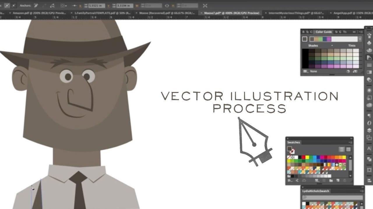 Cowboy Vector Illustrator Process