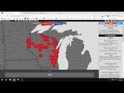 Wisconsin county map 2008-2020