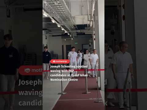 Joseph Schooling spotted waving with PAP candidates at Yusof Ishak Nomination Centre