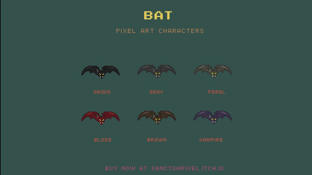 Bat Pixel Art Game Asset