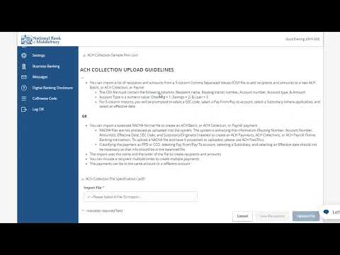 ACH File Import - NBM Digital Banking