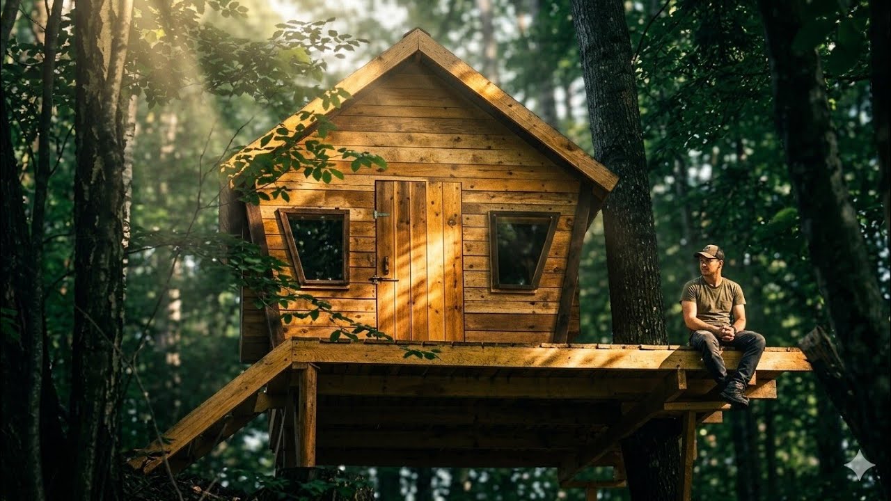 A Man Builds A TREEHOUSE in 30 DAYS! Start to finish 
