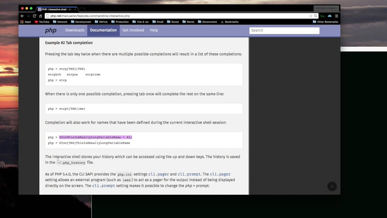 interactive shell (cli php scripting)