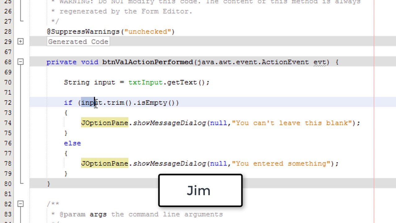 Java Validation: Presence Check Tutorial (Netbeans)