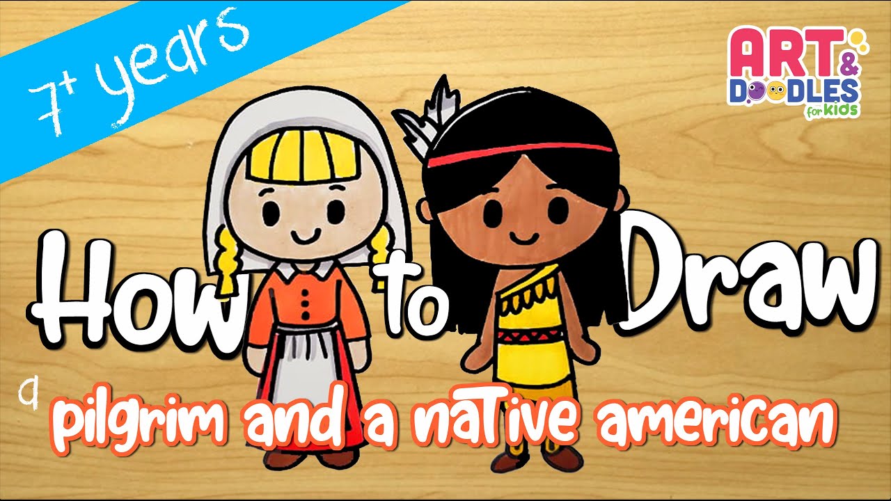 How to draw a Pilgrim and a Native American