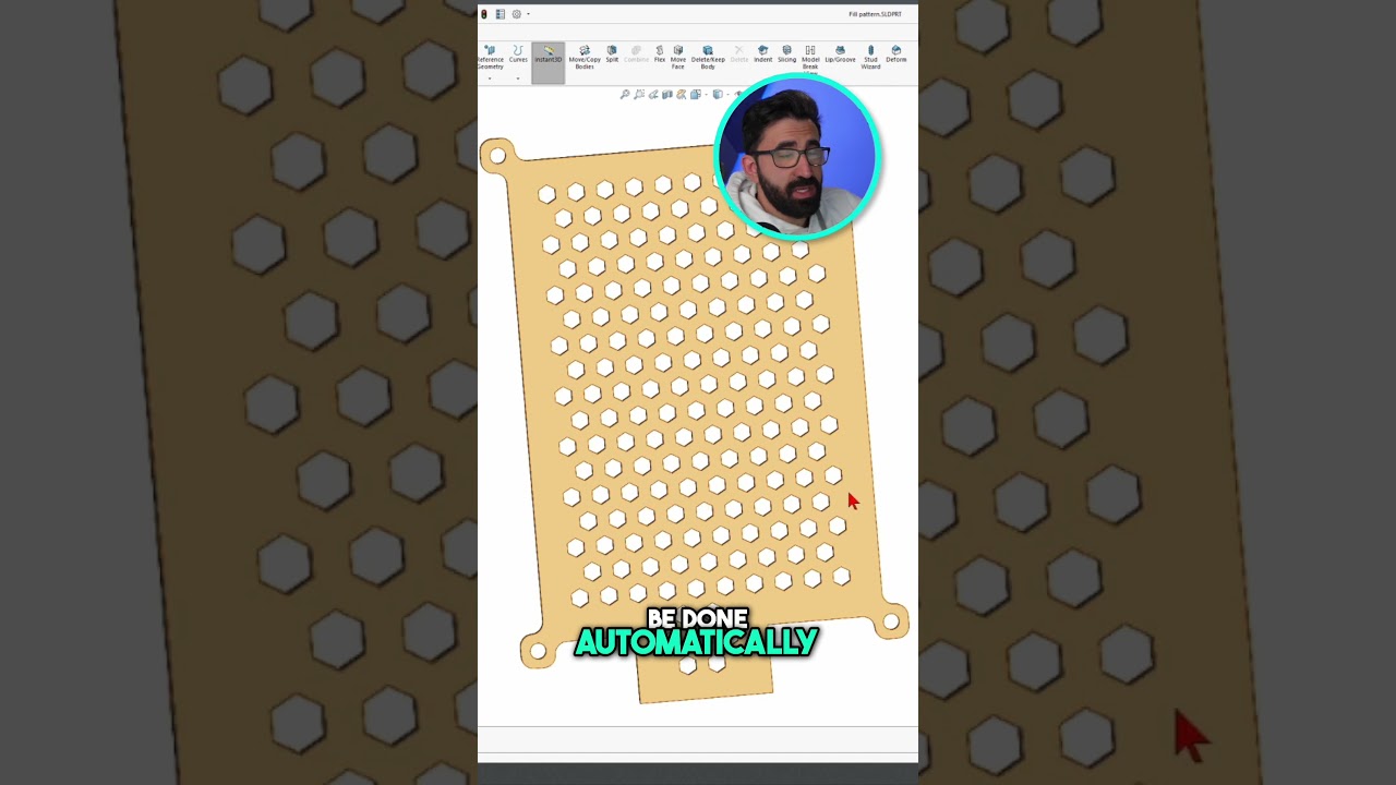 Fill Pattern | Honeycomb pattern in SolidWorks  #solidworks