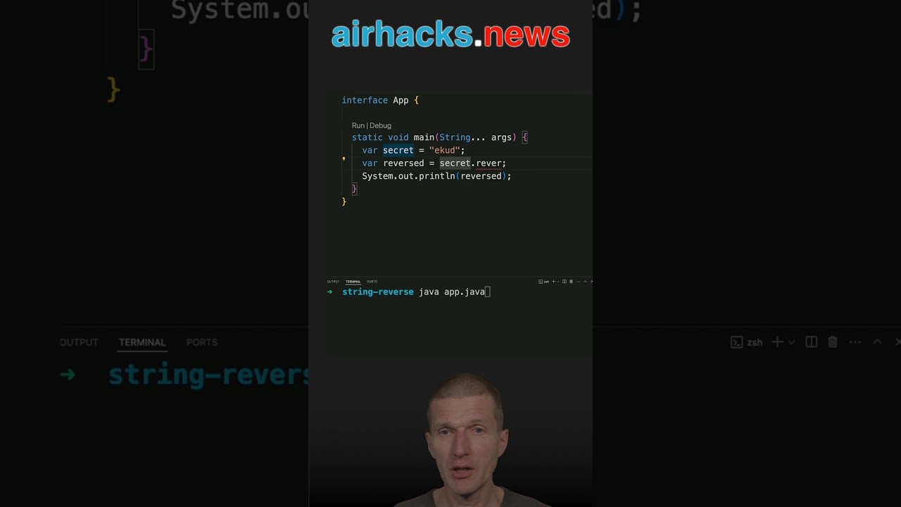 How to Reverse a String #java #shorts #coding #airhacks
