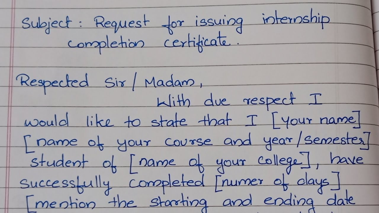 Request letter || Request for issuing internship completion certificate