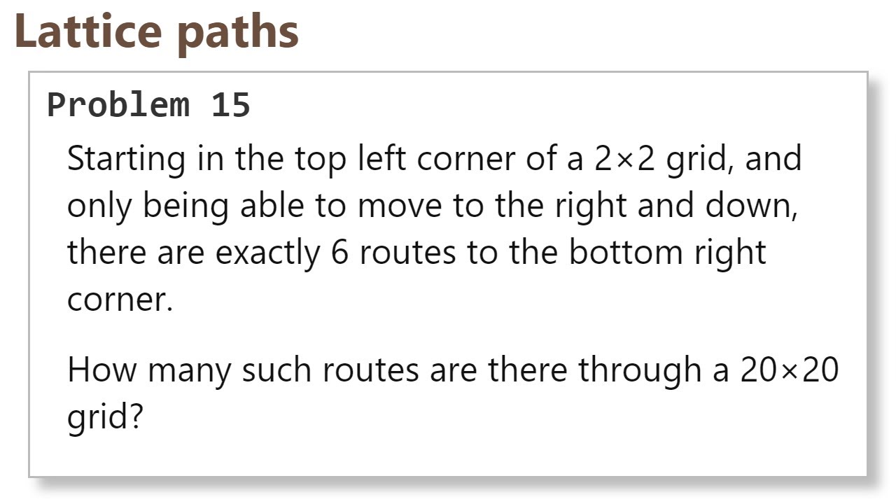 Project Euler: Problem 15 (analysis)