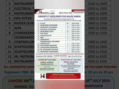 Saudi Arabia Jobs for Pakistani 2023 - Online Apply for Jobs in Saudi Arabia -Saudi Arabia Work Visa