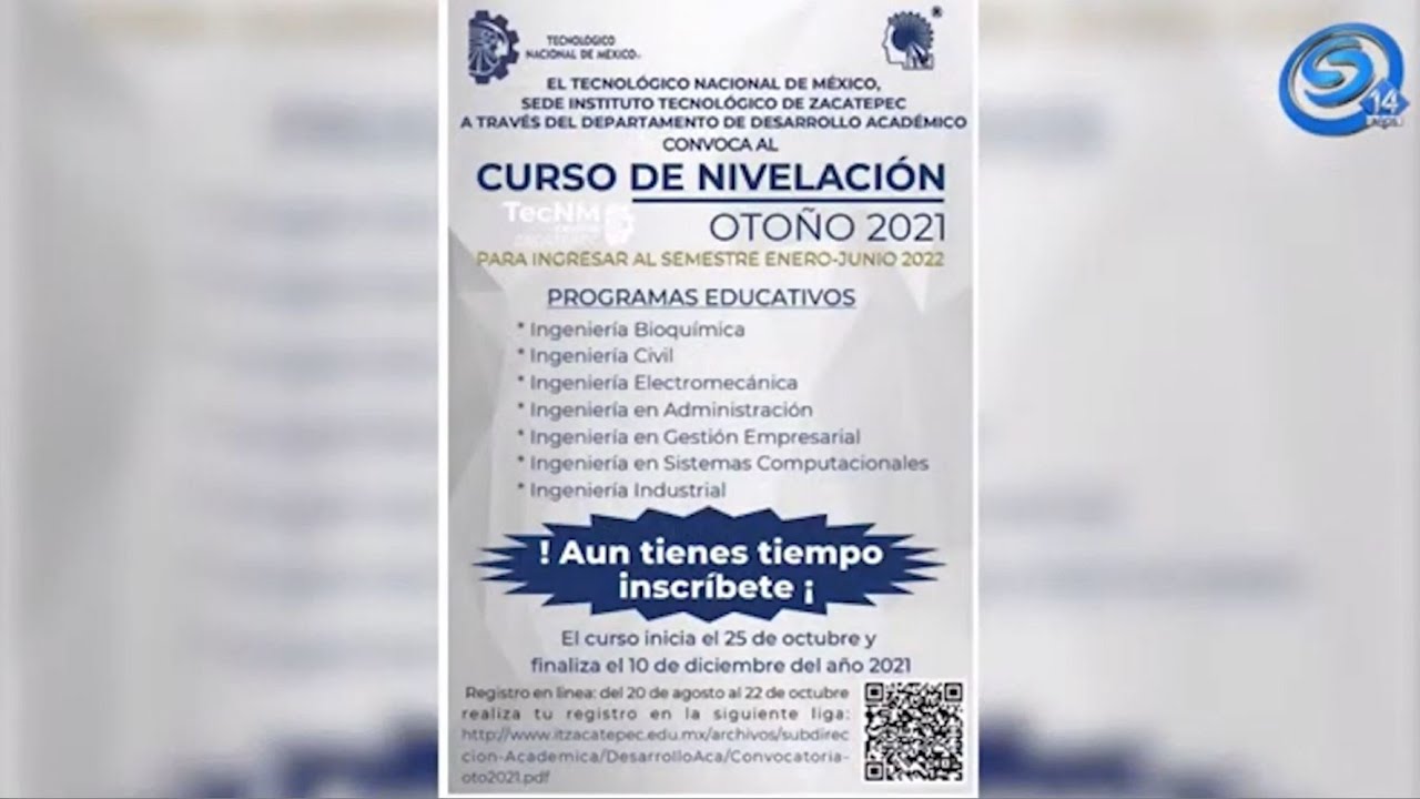 EL ITZ TE OFRECE LOS CURSOS DE NIVELACIÓN PARA ESTE OTOÑO