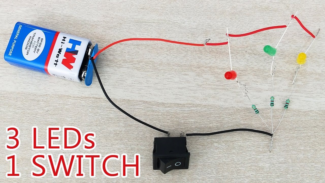Control 3 LEDs with 1 Switch - Light Project Connection
