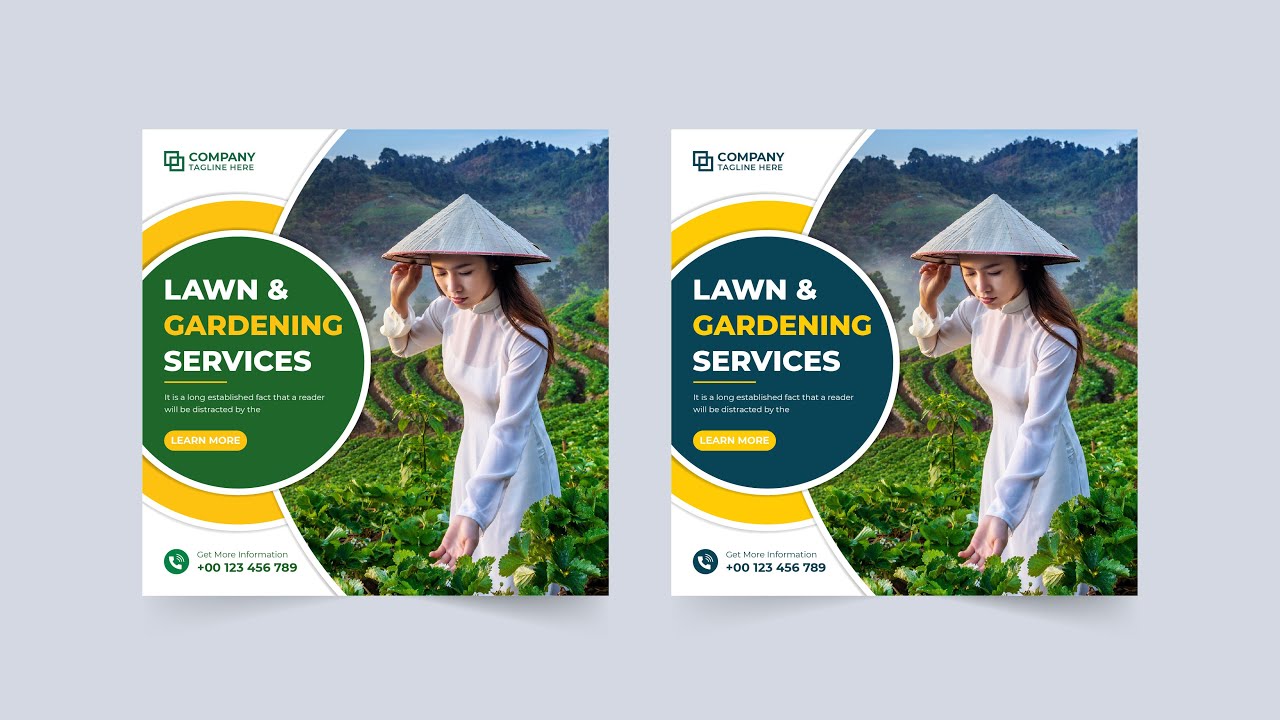 Gardening Service Promotion Template | Lawn Mower Gardening Template Free Download