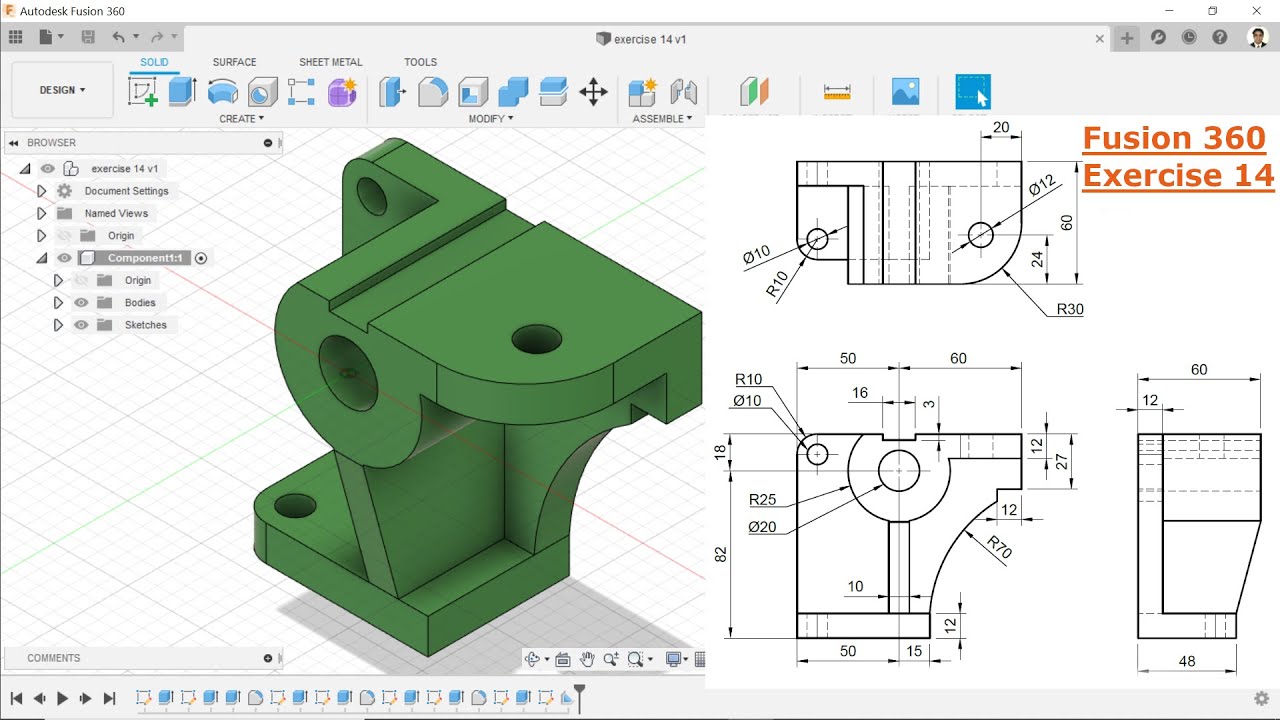 Autodesk Fusion 360 Tutorial for Beginner exercise 14