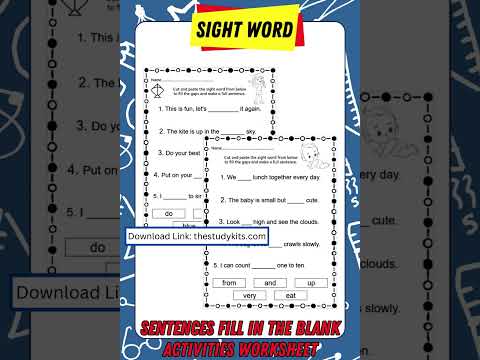 Sight Word Sentences Fill in the Blank Activities Worksheet