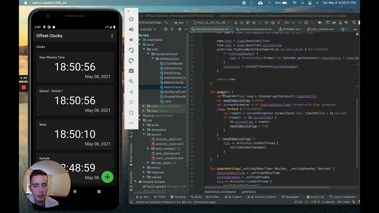 Offset Clocks - Android Source Code App Overview
