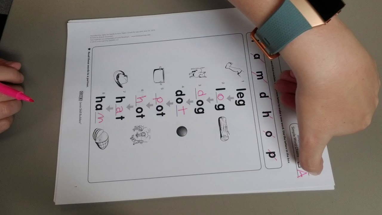 Level 5 Skill Builder Sheet A Answer Sheet: Phonics Simple Word Chains