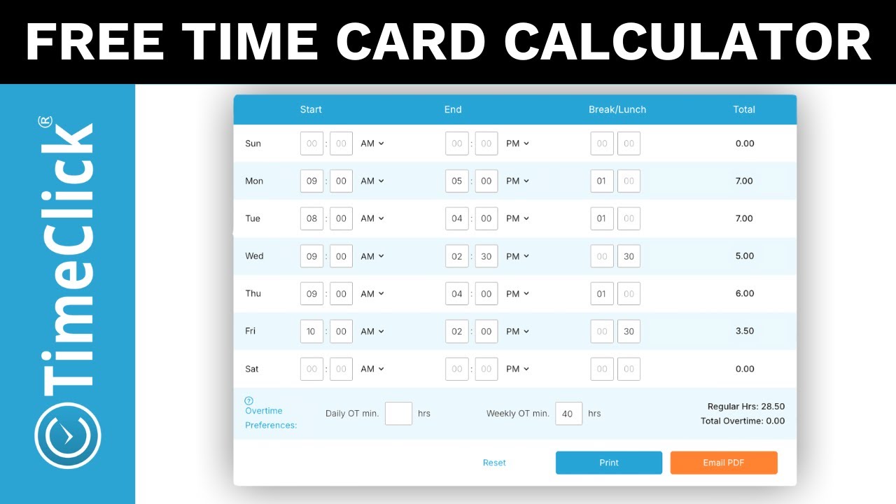 TimeClick's Free Time Card Calculator: How to Use