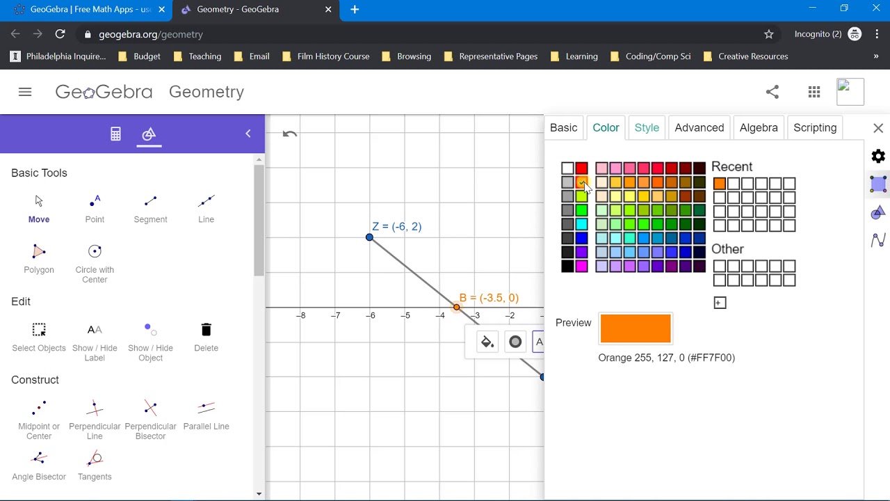 Geogebra Project: Introduction and Task 1
