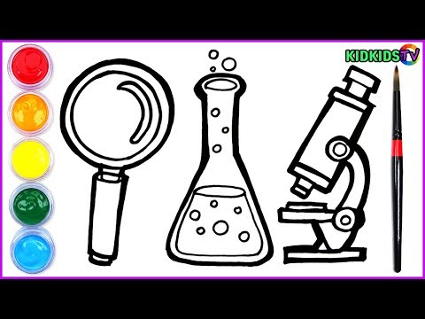 Drawing and Coloring Science Stuff for Kids, toddlers ⎮ Draw Chemical laboratory ⎮ KIDKIDS TV #kids