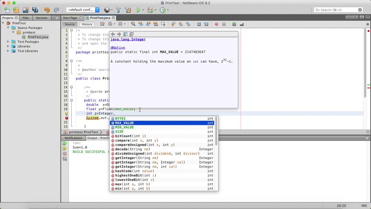 Java Basics Double  And float  and integer Number max Value