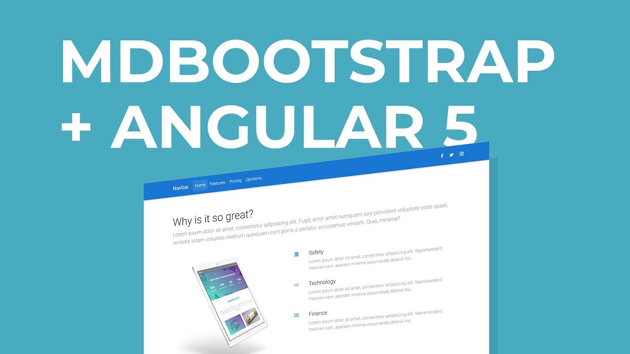 MdBootstrap Tutorial - Integrating Material Design, Bootstrap 4 & Angular 5