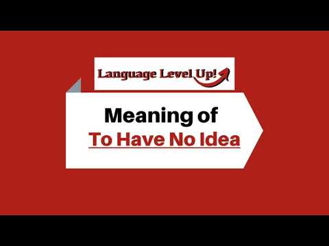 I have no Idea meaning in English with Examples