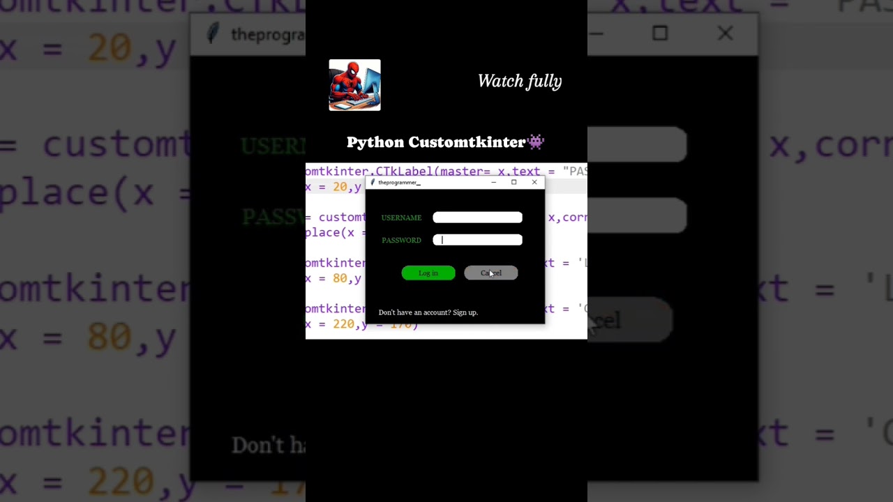 Python Customtkinter login form @Pawansrikanth_2005 #pawansrikanth #pythoncoding #python #coding