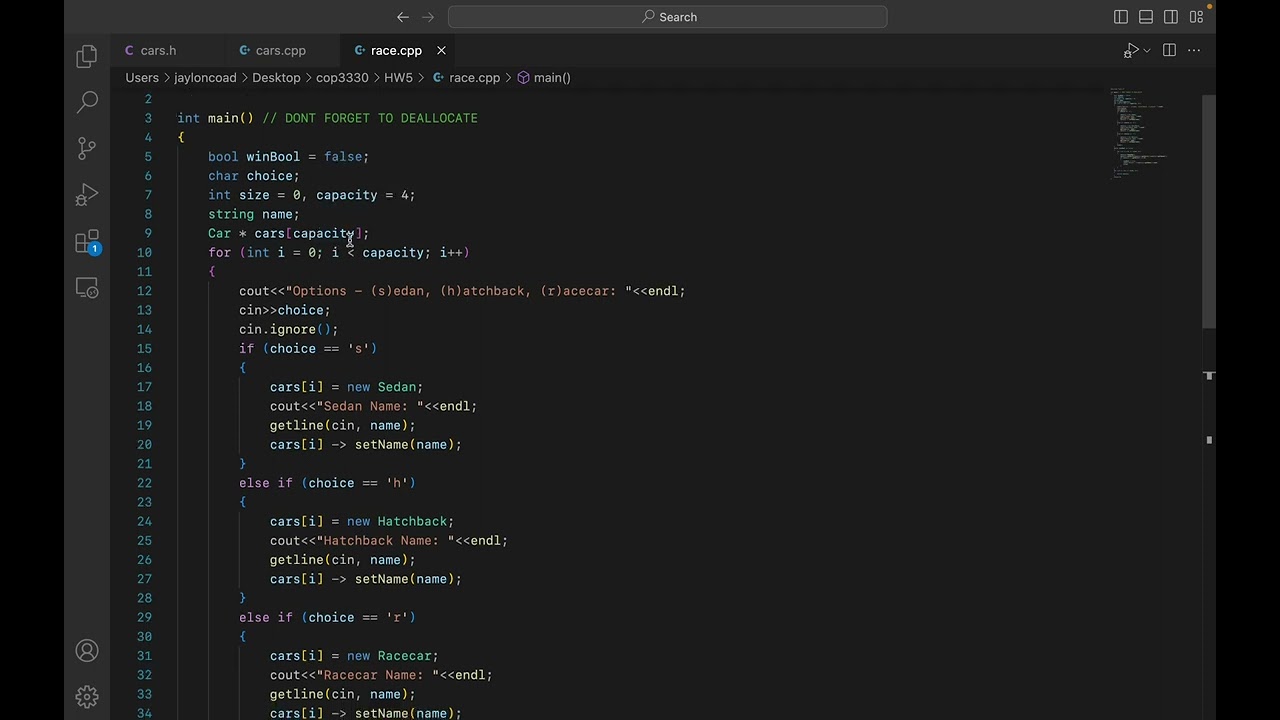 Programming Assignment 5: Virtual Functions (COP3330)