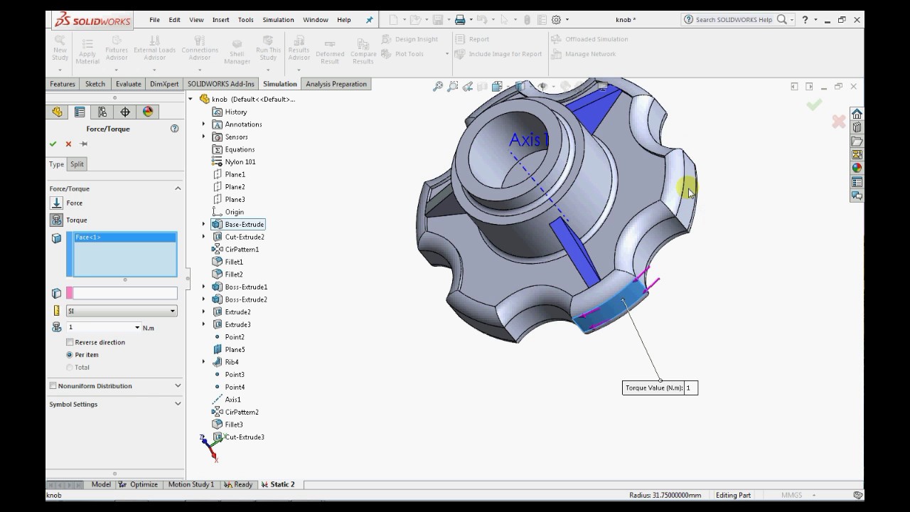 Optimization by using solidworks simulation