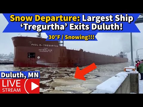 ⚓️Snow Departure: Largest Ship ‘Tregurtha’ Exits Duluth!