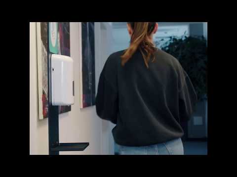 Multifunktionale Stele als Desinfektionsmittelspender, BERÜHRUNGSLOSE Entnahme mit SENSOR PDT 2003-3