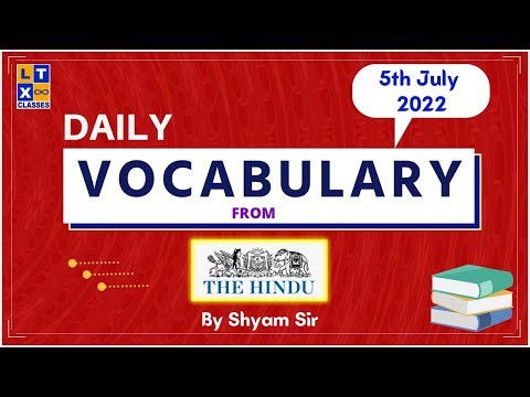 Daily Vocabulary from The Hindu in Telugu by Shyam Sir | 05 July 2022 | UPSC | IBPS | SSC CGL
