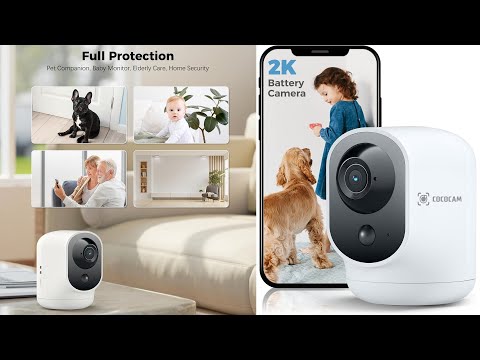 COCOCAM 2K Indoor Security Camera with 5200mAh Battery with WiFi and AI Recognition
