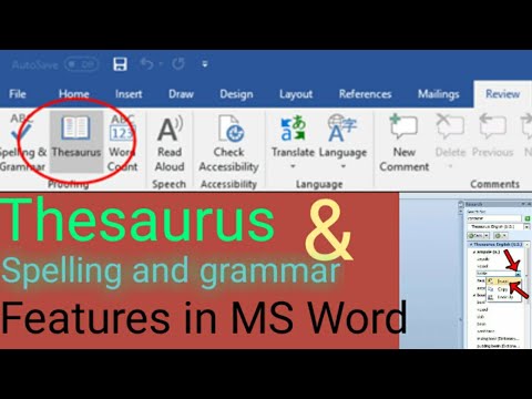 Thesaurus and Spelling and Grammar features in MS Word 2013