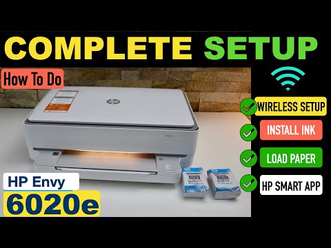 HP Envy 6020e Setup, Install Ink, load paper, Wireless Setup, HP Smart App Using iPhone.
